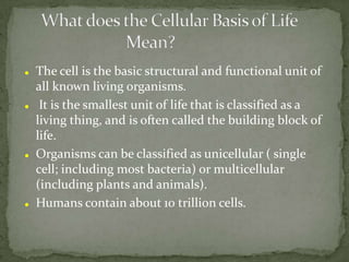 Cellular basis of life | PPTX