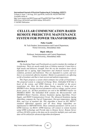 Cellular communication based remote predictive maintenance system for power transformers | PDF