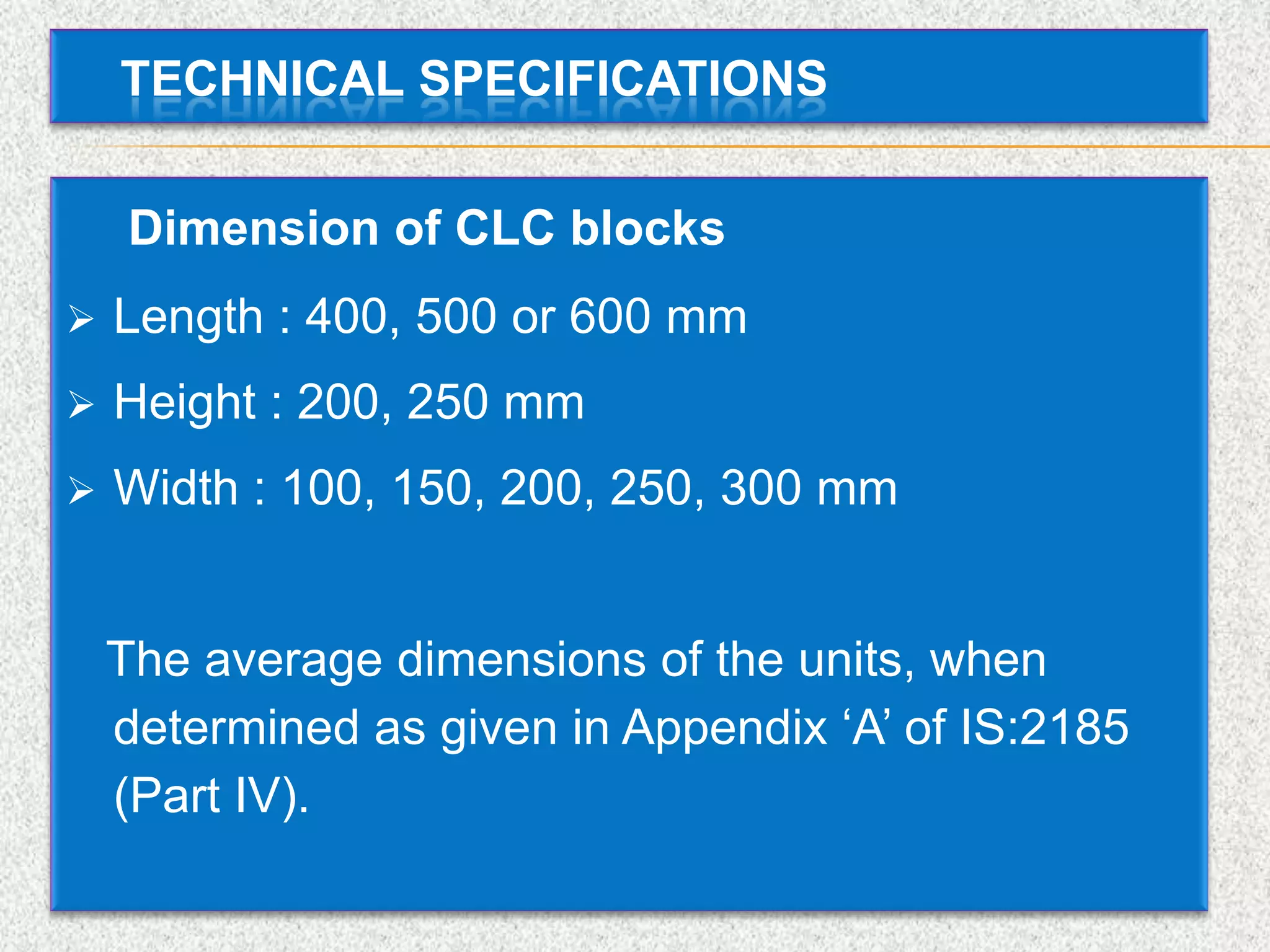 Cellular light weight concrete block CLC technology | PPTX
