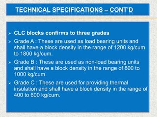 Cellular light weight concrete block CLC technology | PPTX | Civil ...
