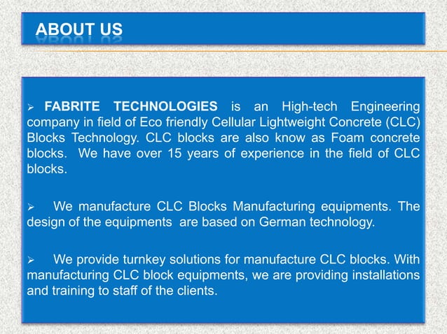 Cellular light weight concrete block CLC technology | PPTX | Civil ...