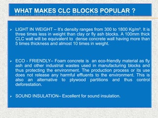 Cellular light weight concrete block CLC technology | PPTX | Civil ...