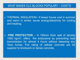 Cellular light weight concrete block CLC technology | PPTX | Civil ...