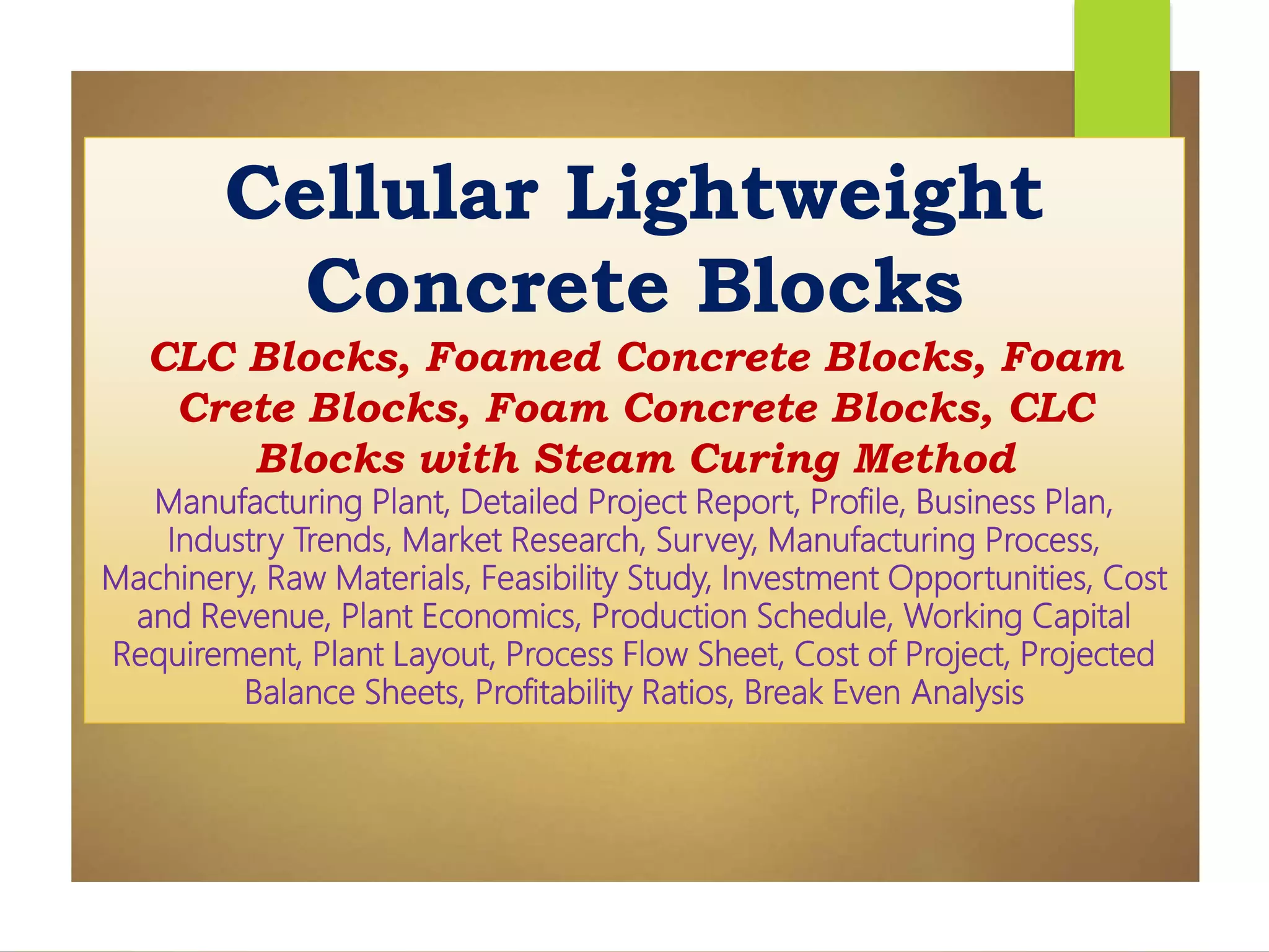 Cellular Lightweight Concrete Blocks, CLC Blocks Manufacturing Plant ...