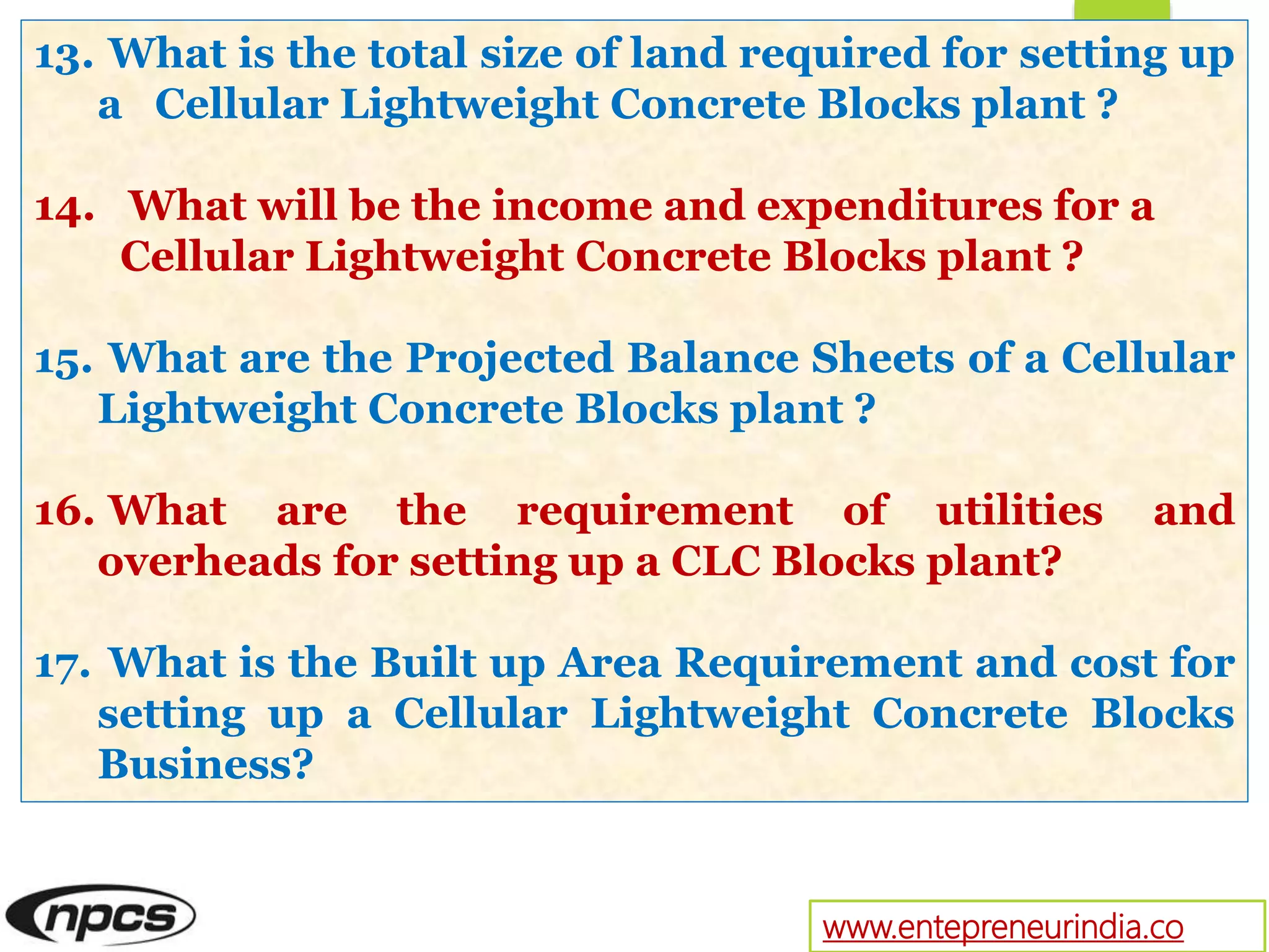 Cellular Lightweight Concrete Blocks, CLC Blocks Manufacturing Plant ...