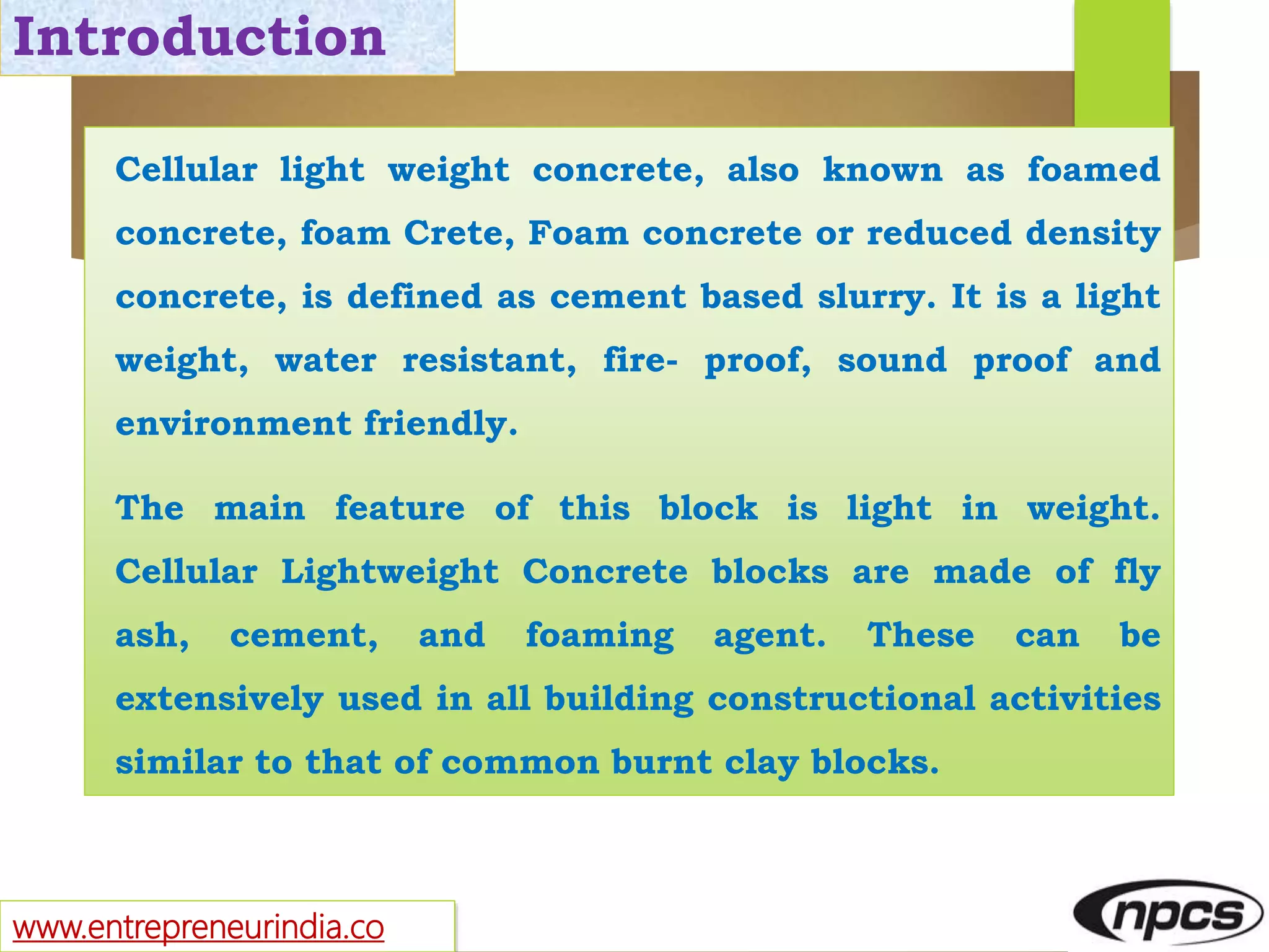 Cellular Lightweight Concrete Blocks, CLC Blocks Manufacturing Plant ...