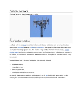 Cellular network wikipedia, the free encyclopedia | DOCX | Computer ...