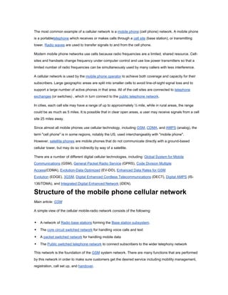 Cellular network wikipedia, the free encyclopedia | DOCX | Computer Networking | Computing