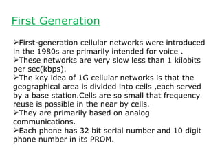 Cellular network,1st generation,2nd generation | PPT