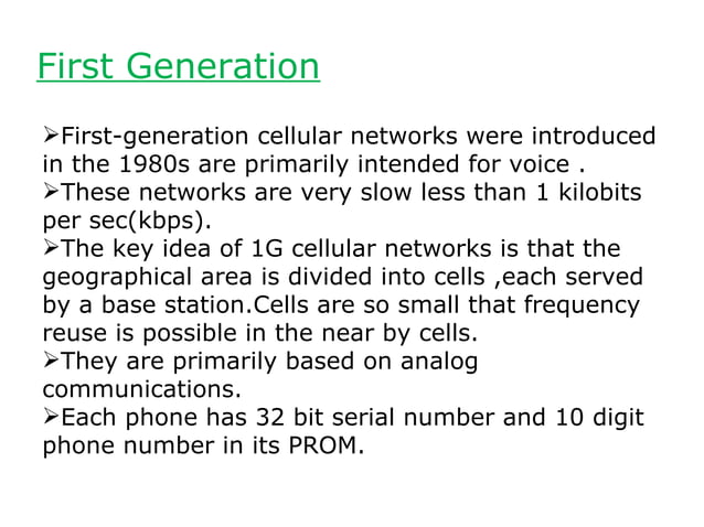 Cellular network,1st generation,2nd generation | PPT | Free Download