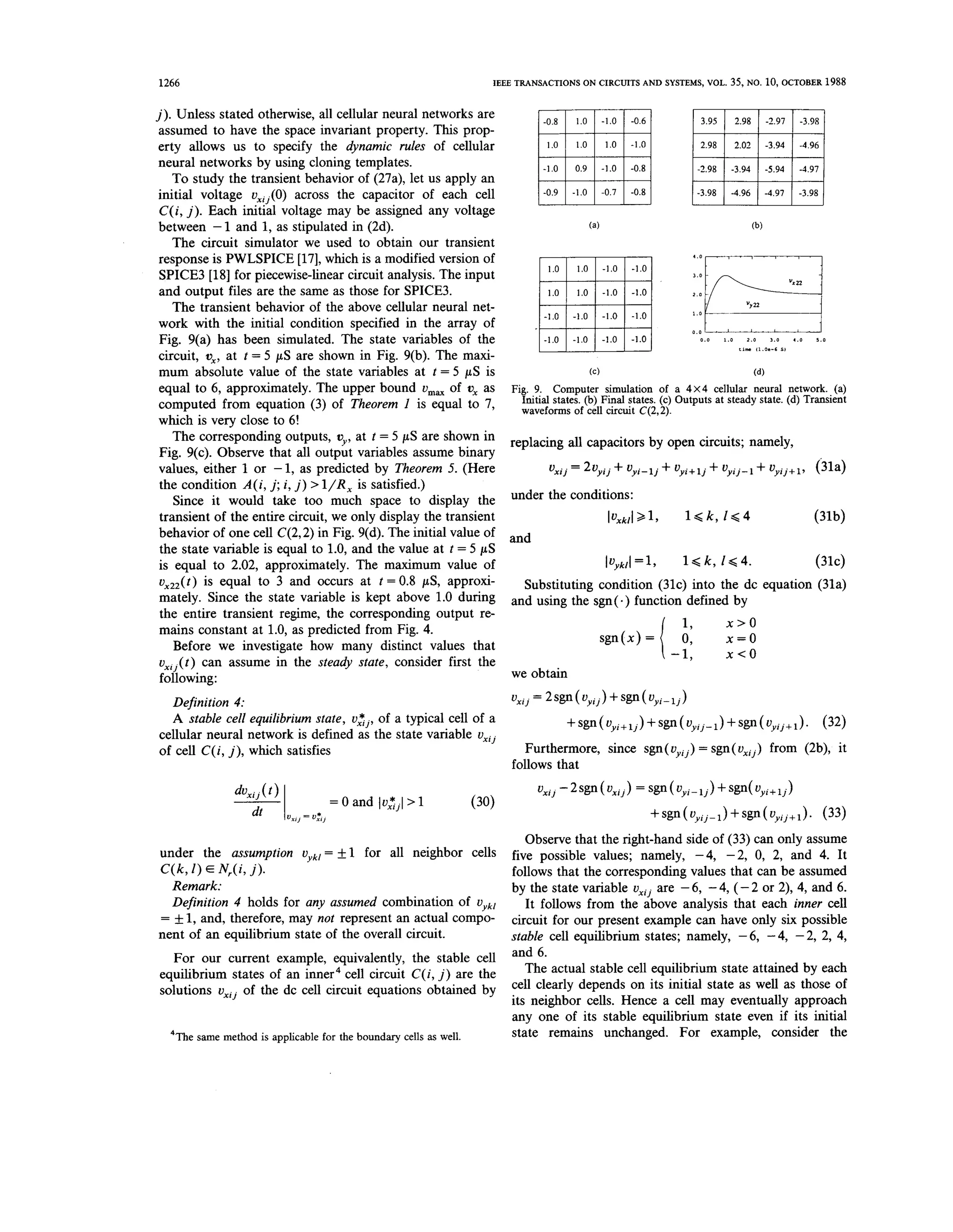 Cellular Neural Networks: Theory | PDF