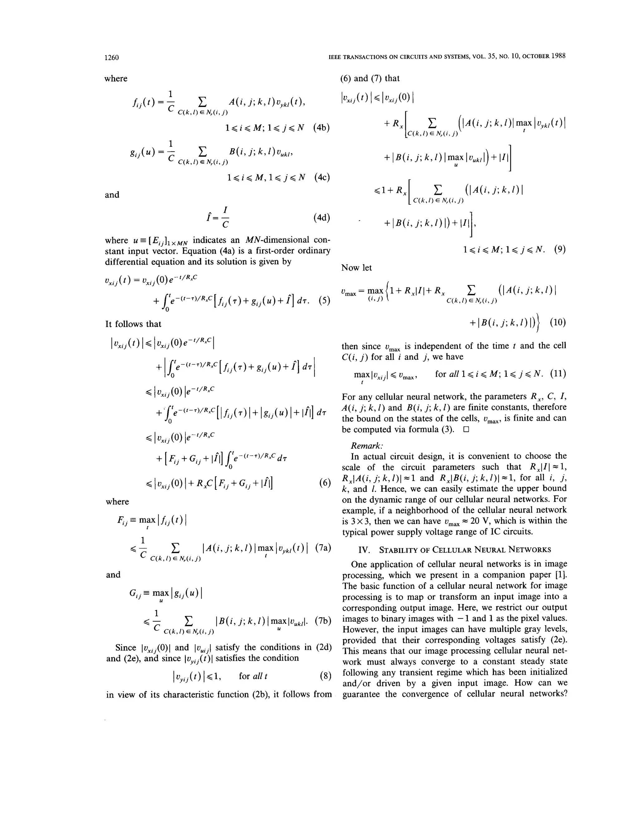 Cellular Neural Networks: Theory | PDF