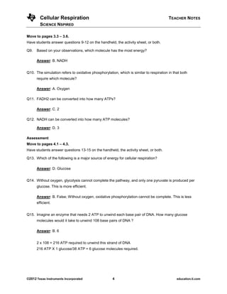 Cellular respiration teacher | PDF | Chemistry | Science