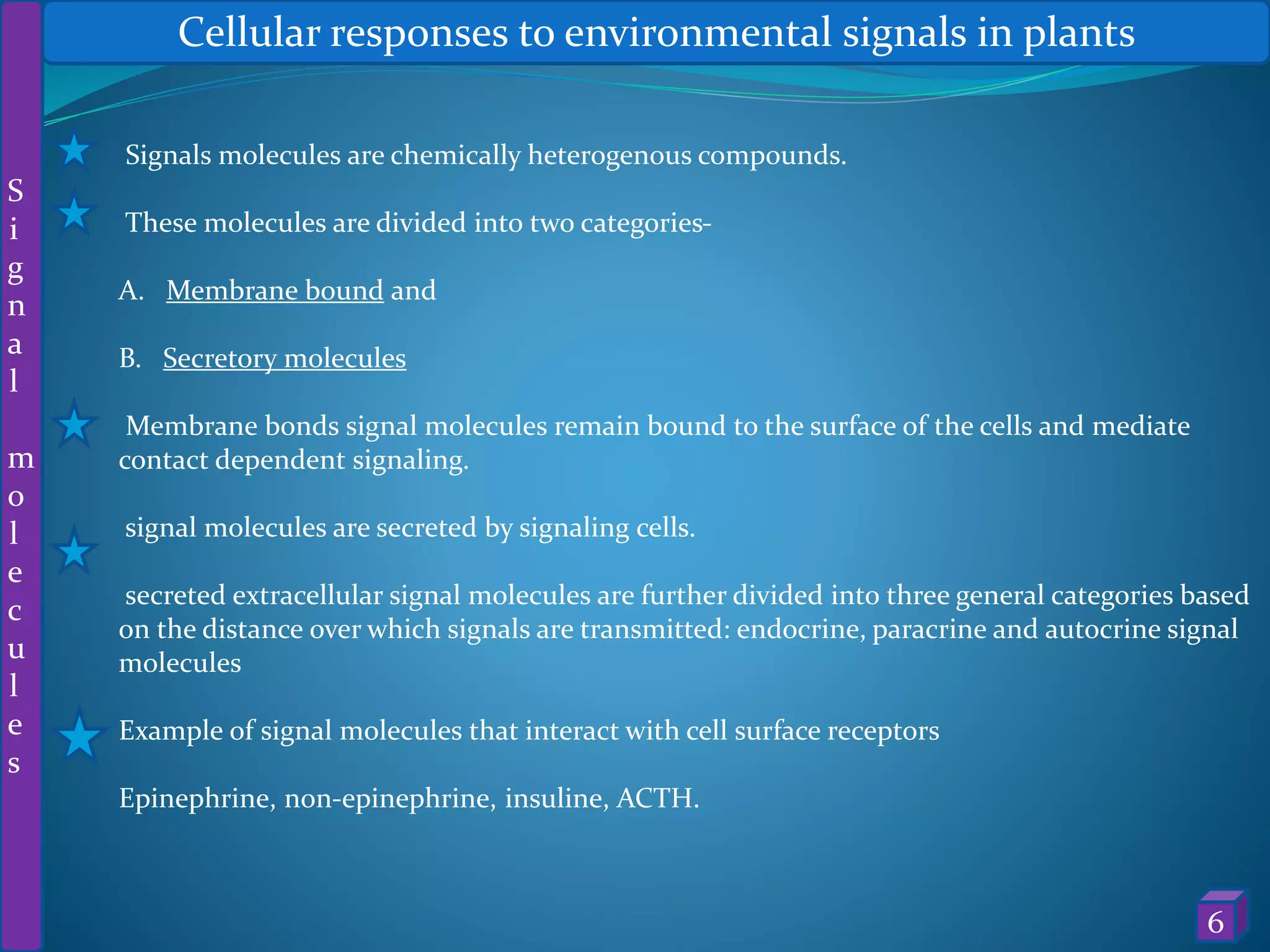 Cellular responses to environmental signals in plants | PPTX