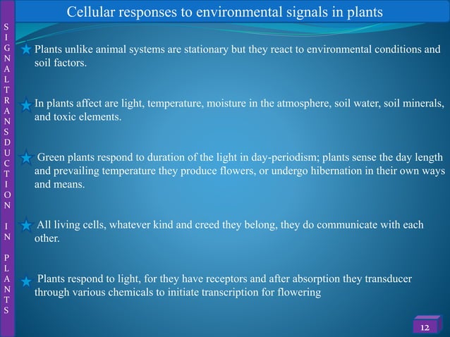 Cellular responses to environmental signals in plants | PPTX
