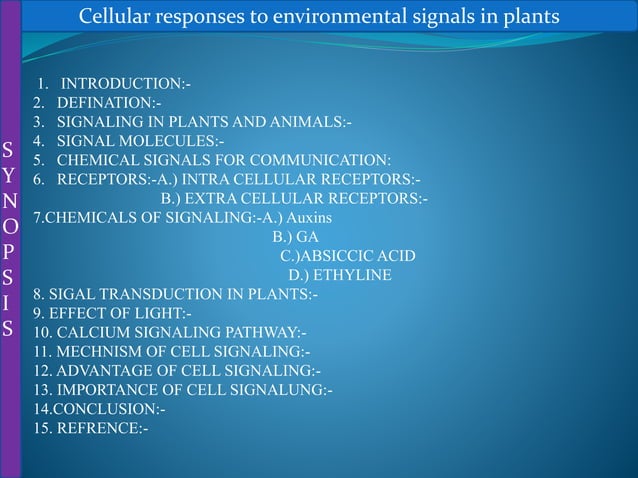 Cellular responses to environmental signals in plants | PPTX