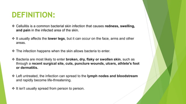 Cellulitis | PPTX | Skin and Dermatology | Diseases and Conditions