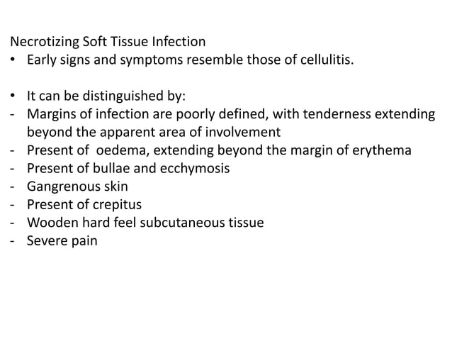 Cellulitis vs necrotizing soft tissue infection | PPTX
