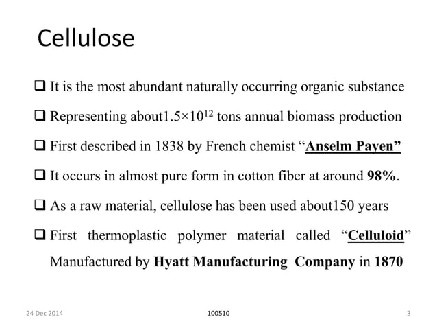Cellulose and it's properties | PPTX | Chemistry | Science