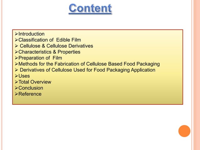 Edible film of Cellulose and Cellulose Derivatives | PPTX | Chemistry ...