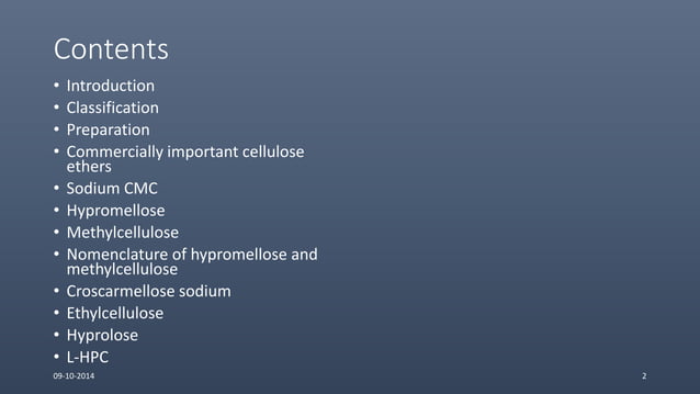 Cellulose ethers - versatile pharmaceutical excipients | PPTX | Skin ...