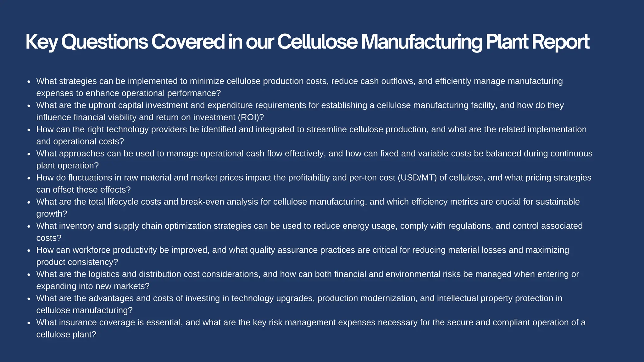 Cellulose Manufacturing Plant Project Report | PDF