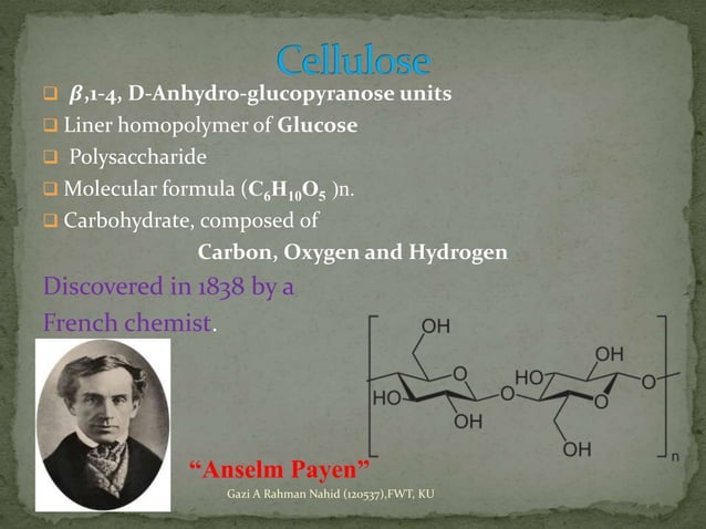 Cellulose presentation | PPTX | Chemistry | Science