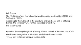 Biology notes on the topic cell unit of life.pptx