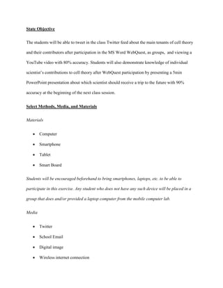 Cell unit plan day 1 | PDF