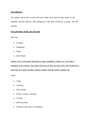Cell unit plan day 2 | PDF