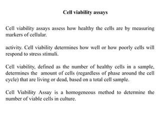 Cell viability assay.pdf | Medical Tests | Medical Health