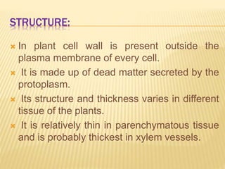 Cell wall structure and functions | PPTX