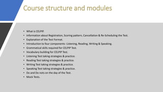 Celpip preparatory course | PPTX | Educational Assessment | Education