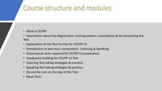Celpip preparatory course | PPTX | Educational Assessment | Education