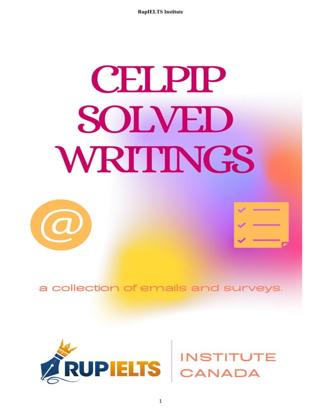 Sample Emails and Surveys from CELPIP Writing Module | PDF