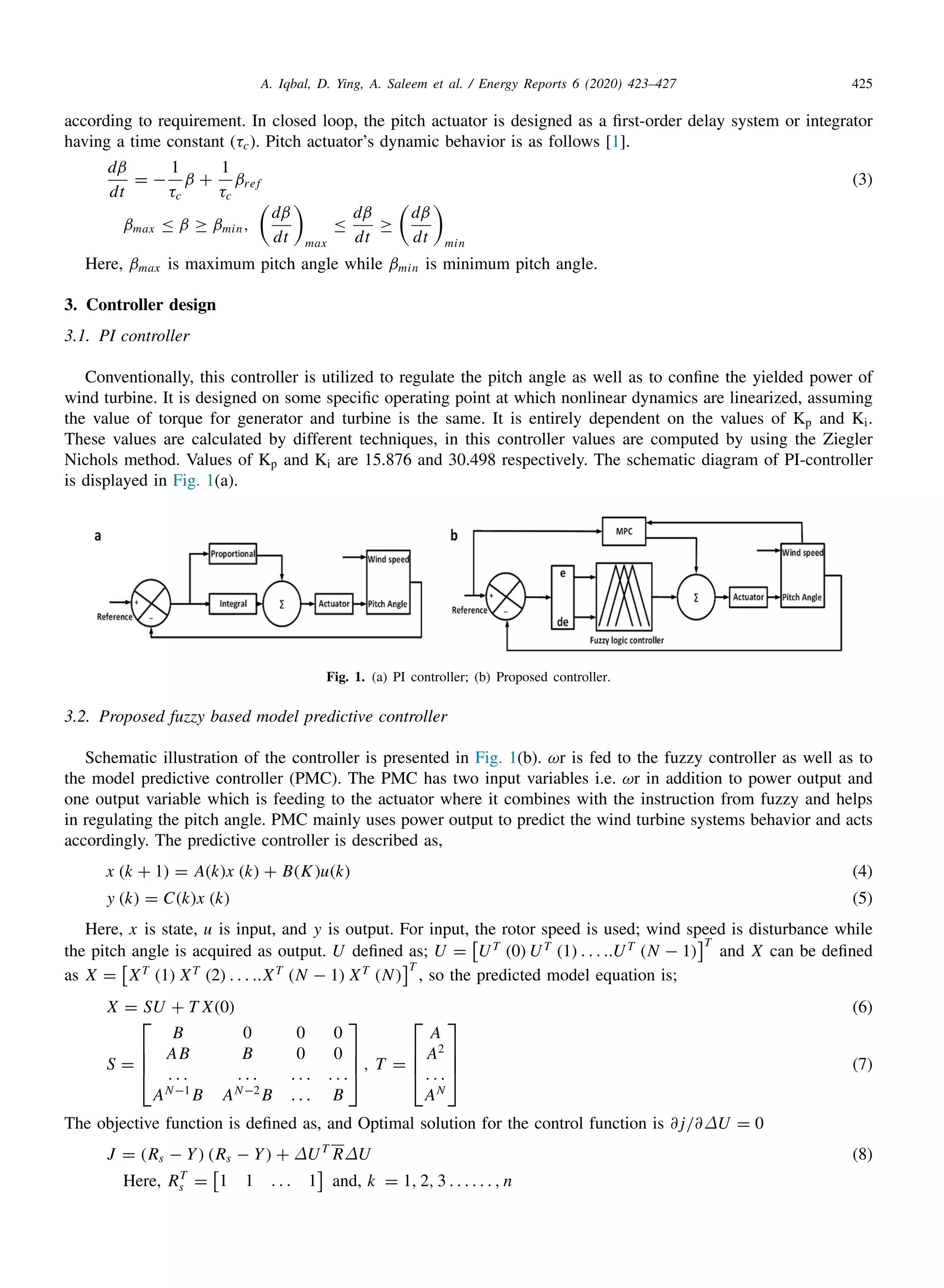 Effcacious pitch angle control of variable-speed wind turbine using fuzzy based predictive ...