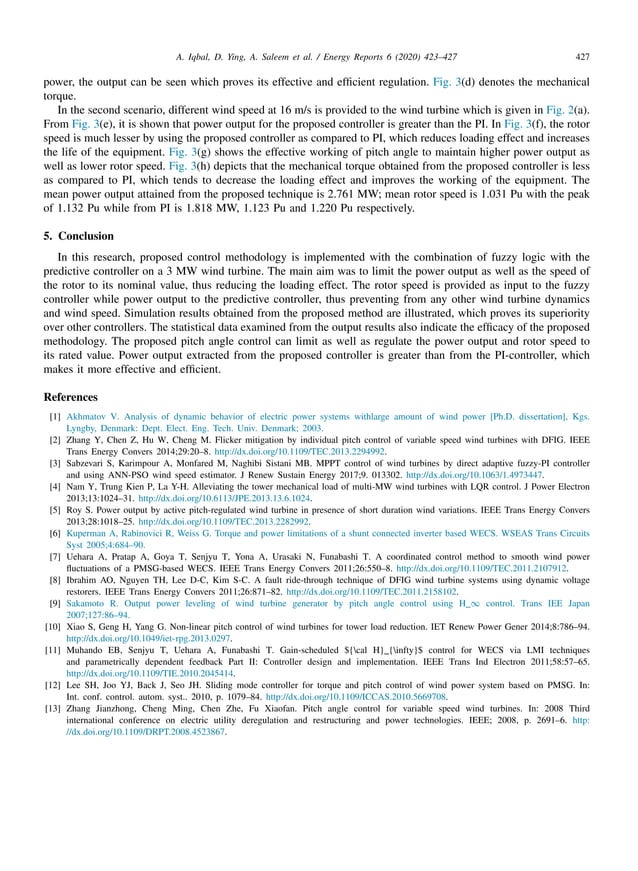 Effcacious pitch angle control of variable-speed wind turbine using fuzzy based predictive ...