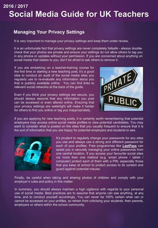 Social Media Guide for UK Teachers | PPTX