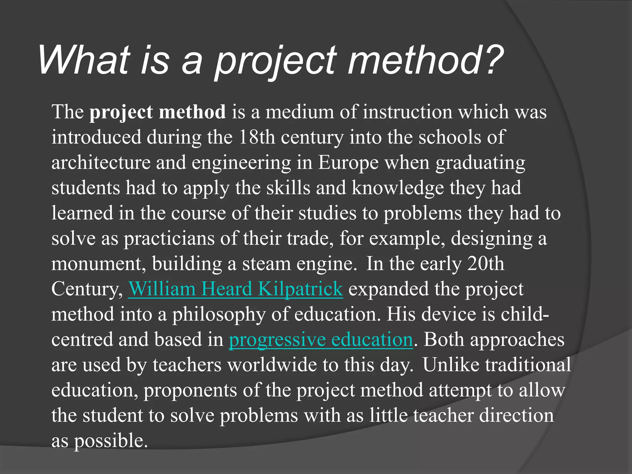 PROJECT METHOD (EXPLORATORY APPROACH) | PPTX