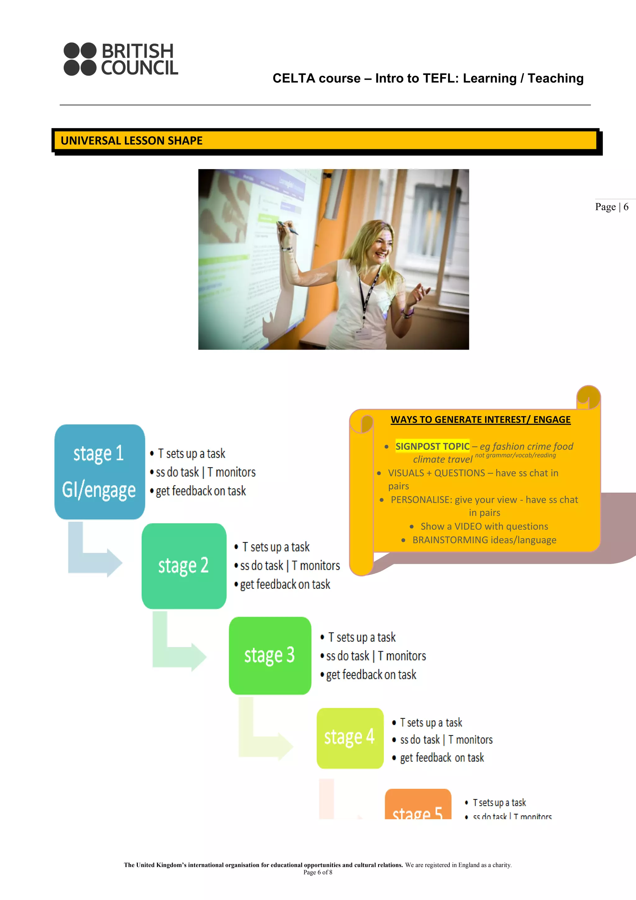 British Council CELTA input materials for teacher training | PDF