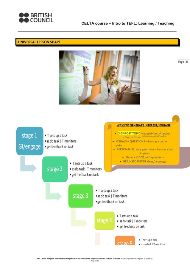 British Council CELTA input materials for teacher training | PDF