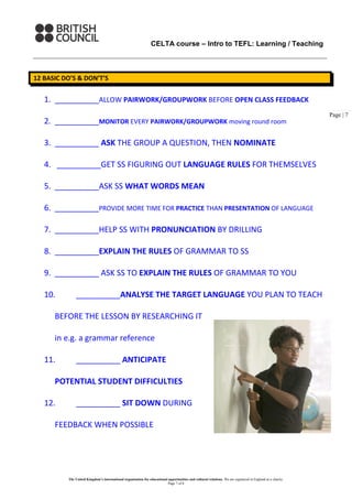 British Council CELTA input materials for teacher training | PDF