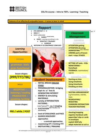 British Council CELTA input materials for teacher training | PDF
