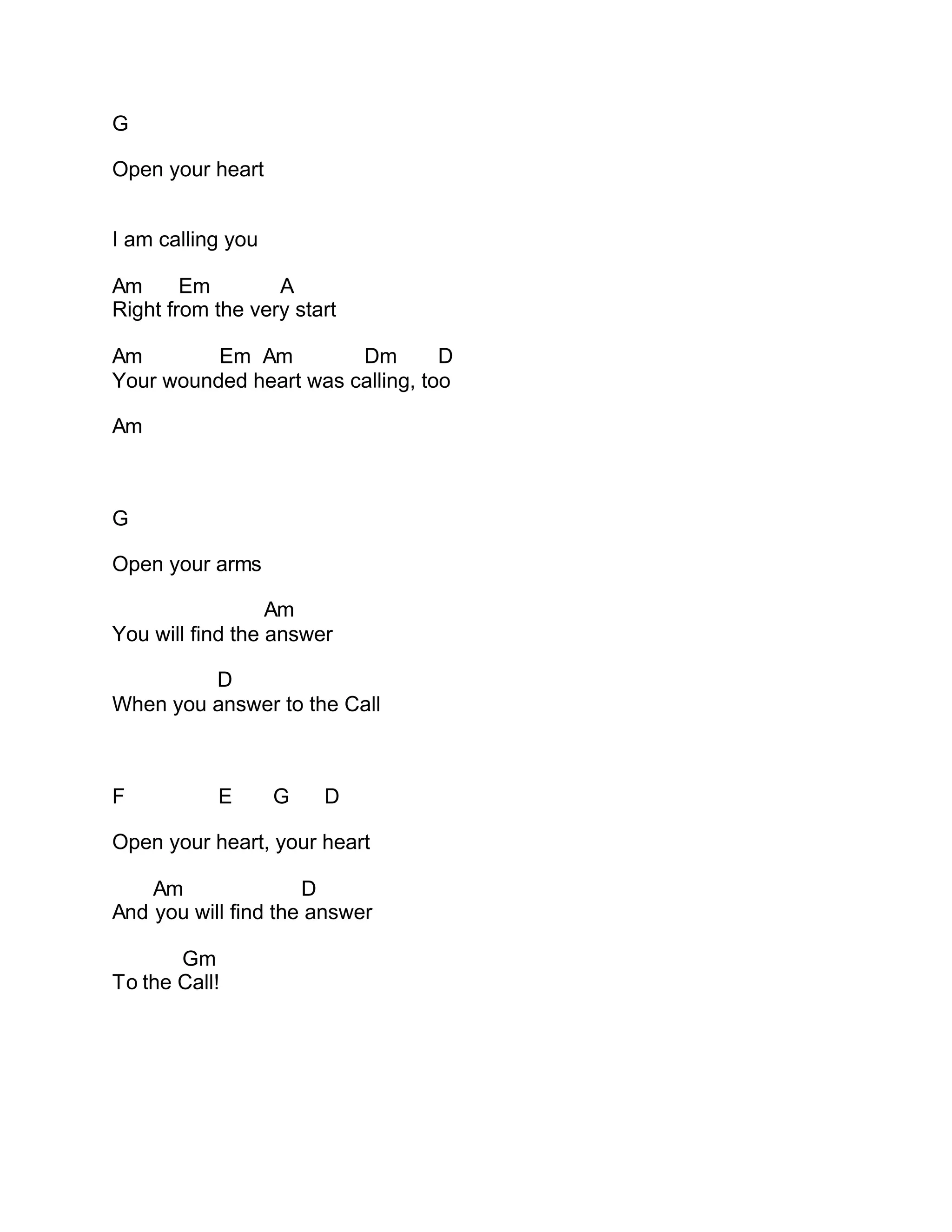 Celtic woman the call chords | DOCX