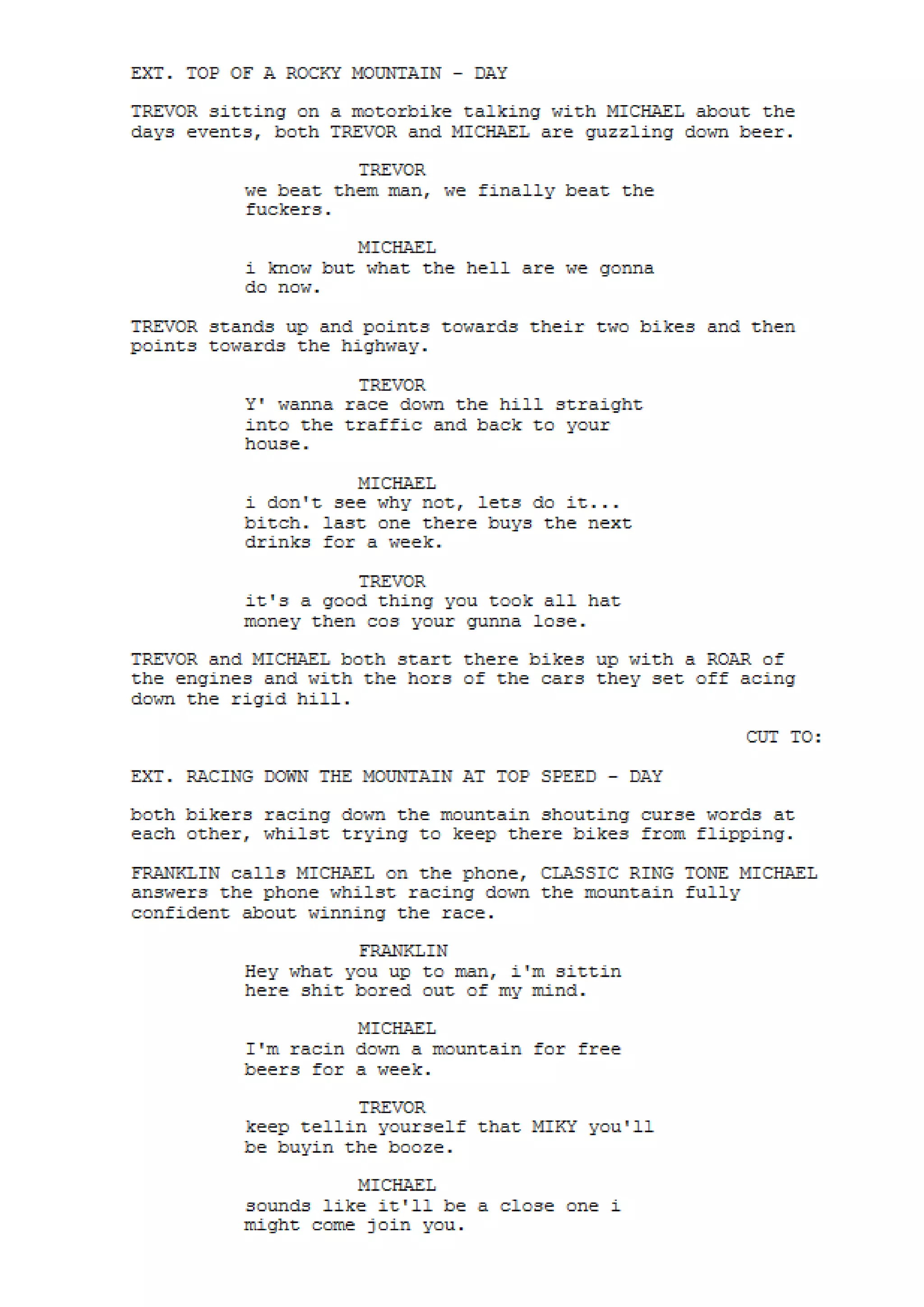 Celtx script gta v | DOCX