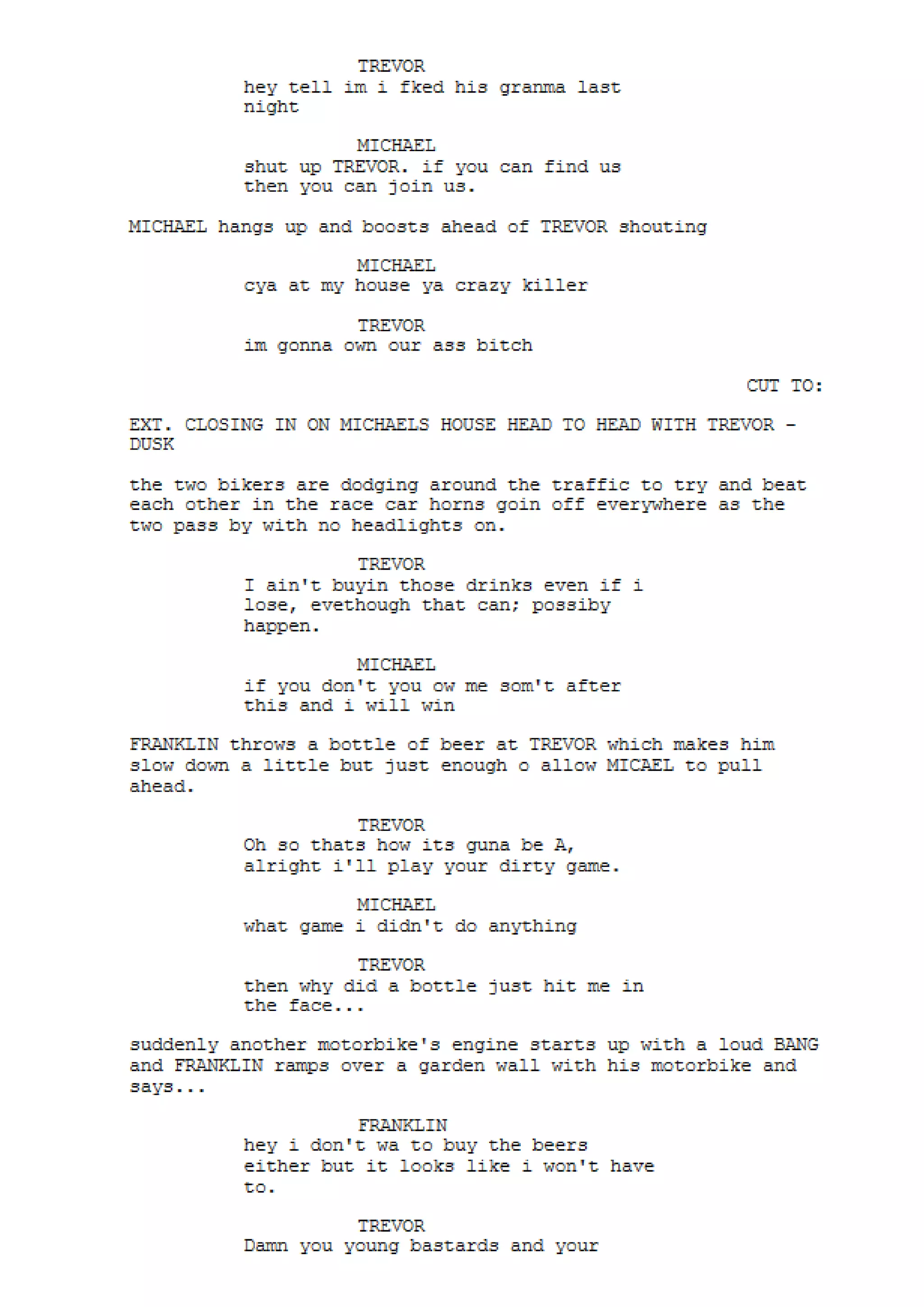 Celtx script gta v | DOCX