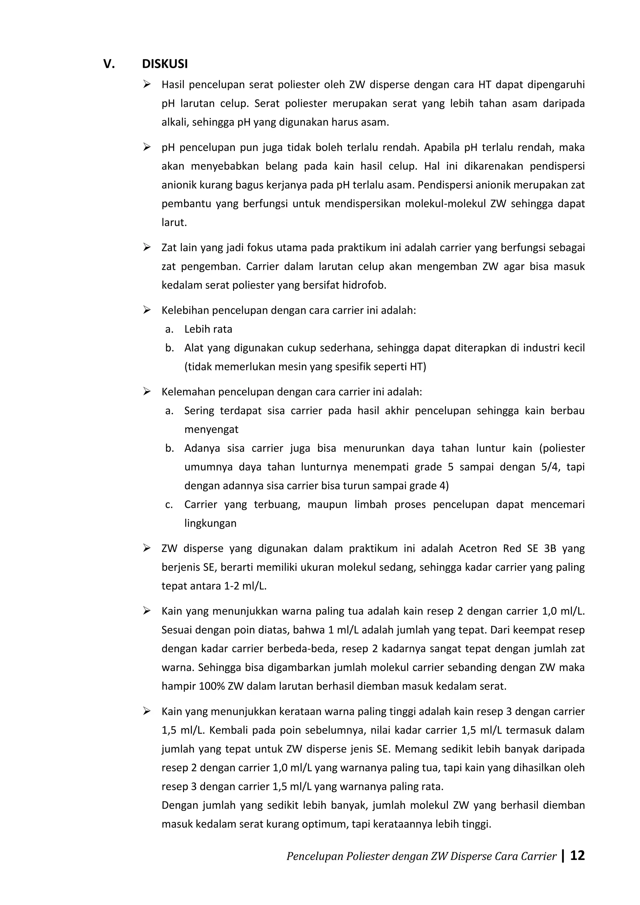 Celup poliester disperse carrier | DOCX