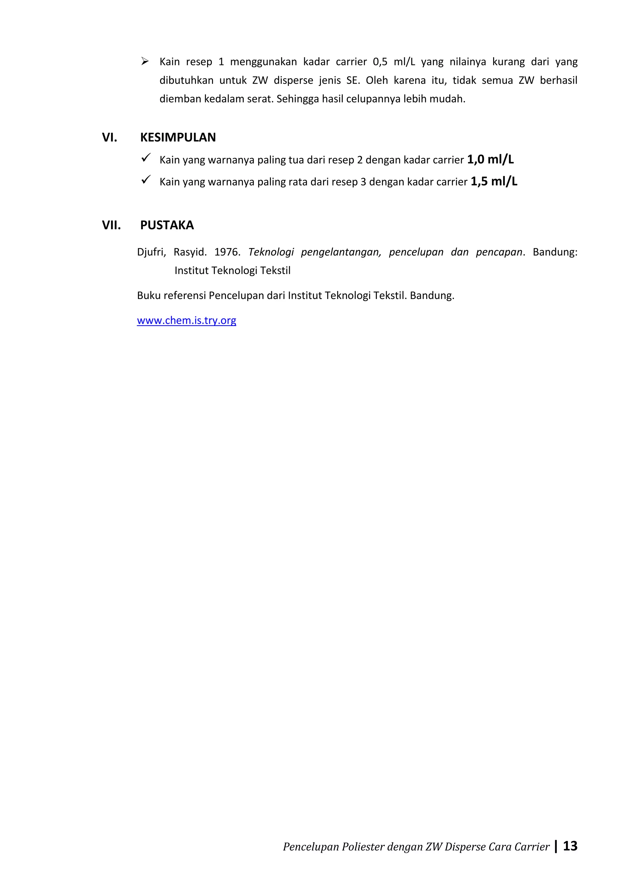 Celup poliester disperse carrier | DOCX