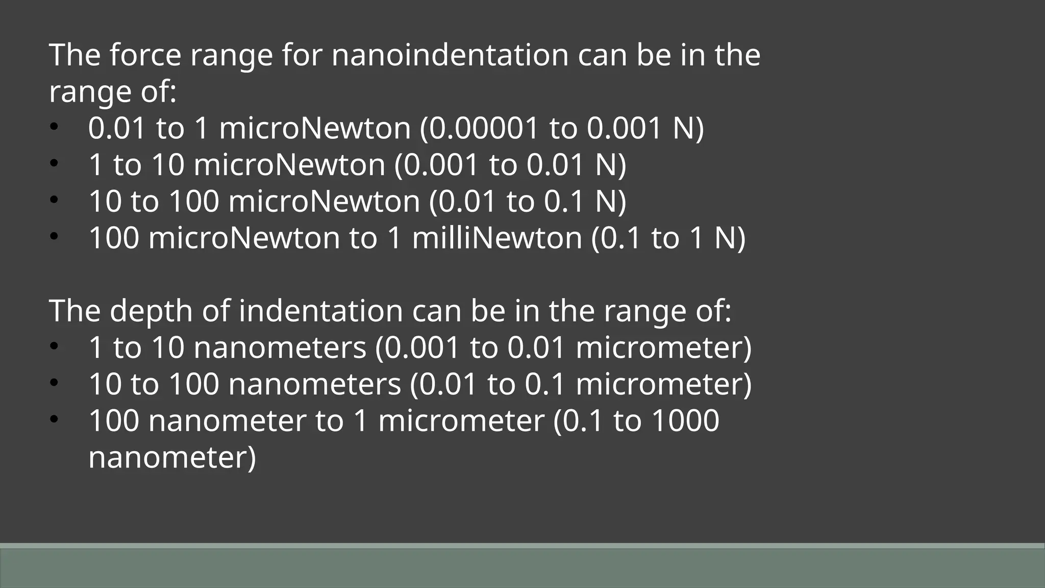 Nanoindentation technique for Small Materials | PPTX