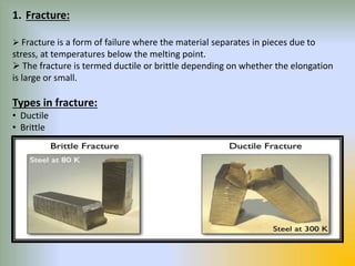 Chemical Engineering Materials-- Failure of Metals : Fracture , Fatigue & Creep | PPTX